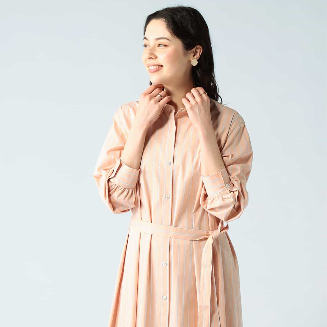 ウォッシャブルマルチストライプ柄ロングシャツドレス（2190848）｜BARNEYS NEW YORK(バーニーズ ニューヨーク）｜WOMEN ...